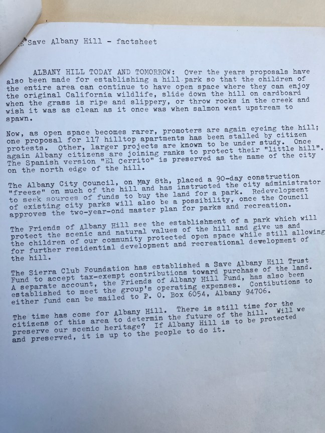 Save Albany Hill Factsheet – Tending the Ancient Shoreline Hill (TASH)